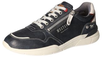 Mustang Jeans Herren Sneaker Schn&uuml;rschuh elegant mit Rei&szlig;verschluss zeitlos 4138-309, Gr&ouml;&szlig;e:43 EU, Farbe:Blau