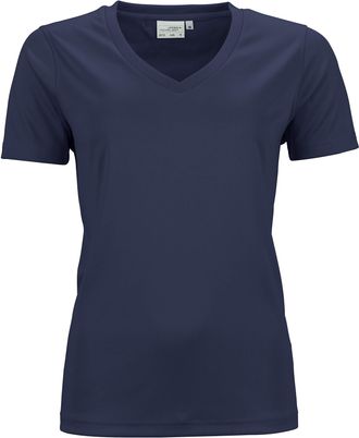 James & Nicholson Damen Ladies Active-V T-Shirt, Blau (Navy), 40 (Herstellergr&ouml;&szlig;e: XL)