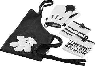 Prestige Disney Monochrome K&uuml;chentextilien-Set - Sch&uuml;rze und Ofenhandschuhe Set mit Geschirrtuch 2 St&uuml;ck - Schwarz & Wei&szlig;