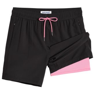 Maamgic 2 in 1 Badehose f&uuml;r Herren mit Kompression Innenhose | 7 Schnelltrocknend Badeshorts M&auml;nner 4 Way Stretch Boardshorts mit Rei&szlig;verschlusstasche Verstel