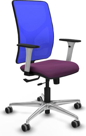 Piqueras y Crespo B&uuml;rostuhl mit wei&szlig;en und schwarzen Armlehnen, ausgestattet mit Syncro/Traslack und Schneideschaum, mit Rollen von 65 mm, Parkett, Blau/Violett