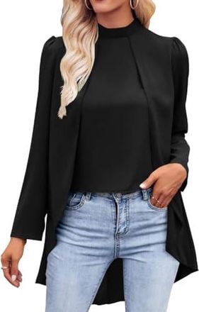 Onsoyours Chemisiers Femme &Eacute;l&eacute;gant Chemise &Agrave; Manches Longues Chic Dot Chemise Classique D&eacute;contract&eacute;e Col en V Tunique Shirt Blouse pour Automne Hiver Printemps 