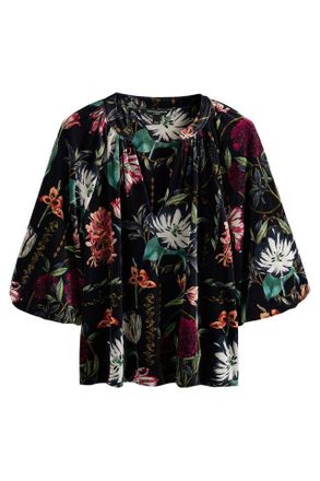 Next Langarmbluse Samt-Bluse mit V-Ausschnitt und Volumen&auml;rmel (1-tlg)