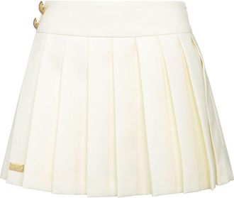 Philipp Plein jupe en laine marine à design plissé - Blanc