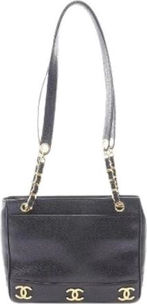 Chanel Pre-owned Triple Coco Grained Calf Tote Bag - Femme - Pre-owned - Noir - Taille: ONE Size