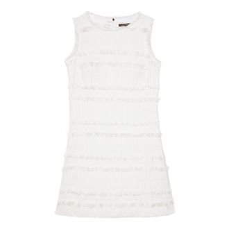 Luisa Cerano Femme, Robes, Blanc, Taille: 38 FR Robe Chemise en Tweed Fantaisie avec Franges