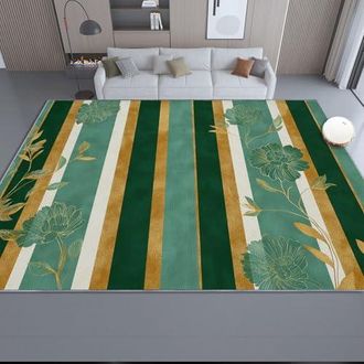 Generic Vert Sauge Tapis pour Salon 120 x 170 cm, Lavables avec Dos Antid&eacute;rapant, Tapis &agrave; Poils Courts Imprim&eacute; Chinois Traditionnel Broderie pour Cuisine Sall