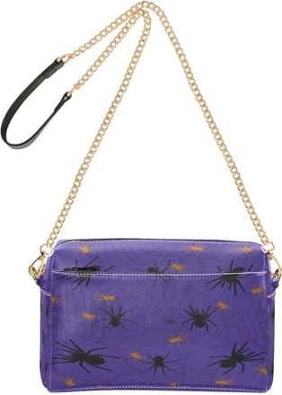 HMZXZ Sac à bandoulière orange araignée violet pour femme, sac à main en cuir, petit sac à main, bandoulière toile daraignée