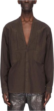 Rick Owens Homme, Chemises, Gris, Taille: M LS Larry Jumbo Fogpocket Shirt