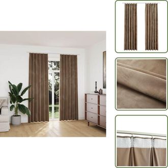 vidaXL Verdunkelungsvorh&auml;nge mit Haken 2 Stk. Samt Beige 140x225 cm - Verdunklungsvorh&auml;nge - Samtvorh&auml;nge - Beige Vorh&auml;nge - Wohnzimervorh&auml;nge