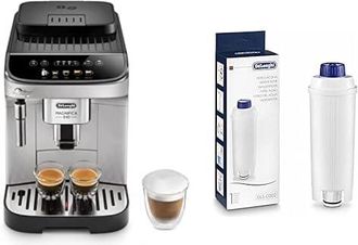 DeLonghi Magnifica Evo, Machine à Café et Cappucino avec Broyeur à Grains, ECAM292.33.SB, Argent [Exclusif Amazon] & DLSC002 Filtre à eau