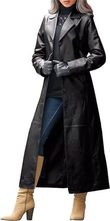 Generic Trench-coat classique en similicuir pour femme 2026, Noir, 3XL