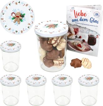 MamboCat 6er Set Sturzglas 435 ml mit Twist-Off-Deckel Candyman eisblau I Einmachgläser + TO 82 Deckel + GRATIS Heft I Vorratsgläser einkochen & konservieren