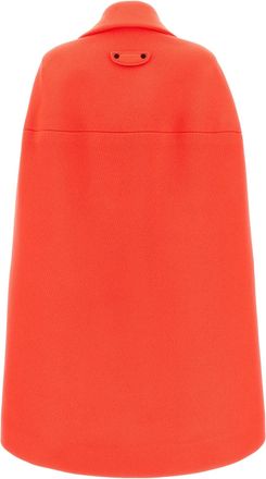 Balenciaga Wool Tricotine Cape Coat - Orange