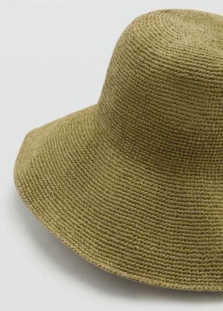 Mango Chapeau fibre naturelle kaki - Femme - Taille unique - MANGO