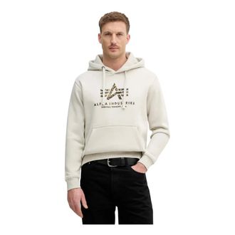 Alpha Industries Homme, Sweatshirts et sweats &agrave; capuche, Beige, Taille: L Basic Sweat &agrave; capuche BL Effect Print