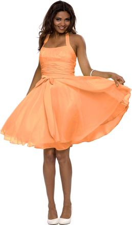 Astrapahl Damen Cocktail Kleid Neckholder, Knielang, Einfarbig, Gr. 32, Orange (Mango)