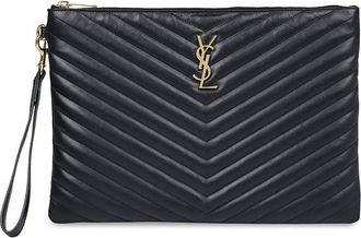 Saint Laurent Quilted Monogram Clutch Bag