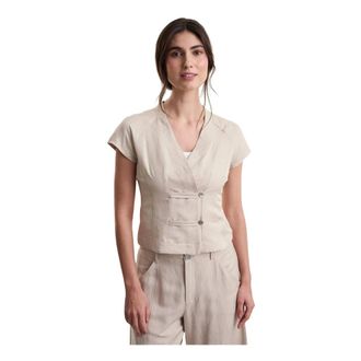 Bitte Kai Rand Femme, Blouses et Chemises, Beige, Taille: 42 FR Blouse &agrave; Manches Courtes avec D&eacute;tail de Bretelles