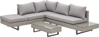 OUTSUNNY Polyrattan-Lounge-Set 3-TLG. Couchtisch Beistelltisch Wetterbeständig Grau + Braun