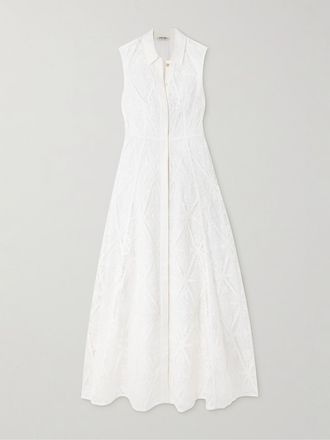 Emporio Sirenuse Miralda Maxi-hemdblusenkleid Aus Guipure-spitze - Wollweiß