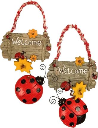 Garneck 2stücke Marienkäfer Anhänger Mit Sonnenblume Hänge-tür-Dekoration Aus Harz Rustikales Eingangs-Ornament Zum Aufhängen Für Garten Und Feiertage