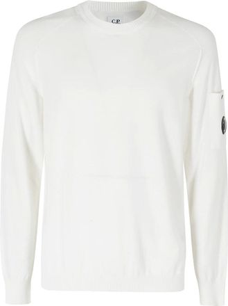 C.P. Company C.p. Company, Homme, Pulls, Blanc, Taille: S Cotton Crepe Crewneck Lens Sweater
