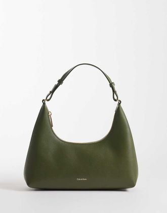 Calvin Klein Jeans - Umwandelbare Schultertasche in Khaki mit Folienlogo-Gr&uuml;n