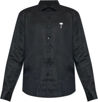 Palm Angels Homme, Chemises, Bleu, Taille: S Linen Shirt