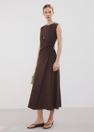 Mango Robe midi nou&eacute;e chocolat - Femme - XXS - MANGO