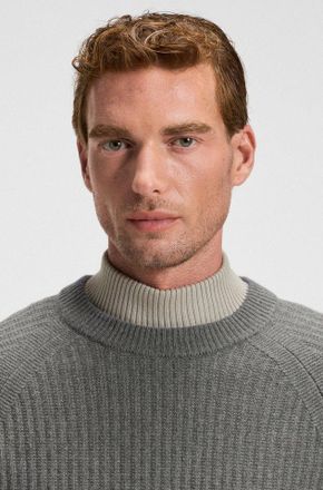 HUGO BOSS Strickpullover Klacier Rundhalsausschnitt, Relaxed Fit, Rippstrick