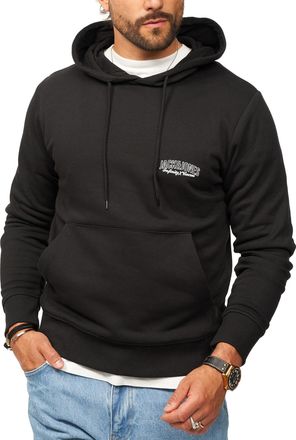Jack & Jones Herren Kapuzenpullover Hoodie Pullover mit Kapuze Sweater f&uuml;r M&auml;nner Logo JJ24742-BLA-XXL