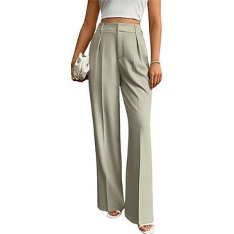 Generic Pantalon de travail taille haute pour femme, tenue décontractée, pantalon de bureau 2026 avec poches, vert menthe, XXL