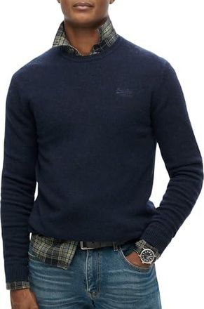 Superdry Essential Slim Fit Crew Jumper Sweater, Bleu fonc&eacute;, S Homme