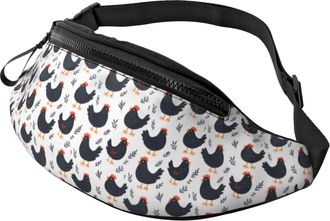 Generic G&uuml;rteltasche Multifunktionale Umh&auml;ngetaschen Niedlicher Cartoon-H&uuml;hner-Druck Verstellbarer Brusttasche F&uuml;r Spazieren Joggen Damen 14X35Cm