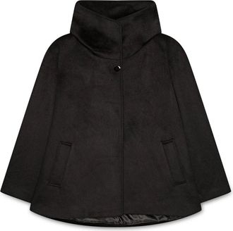 Fiorella Rubino Femme, Manteaux, Noir, Taille: 48 FR Manteau court en laine m&eacute;lang&eacute;e &agrave; col montant