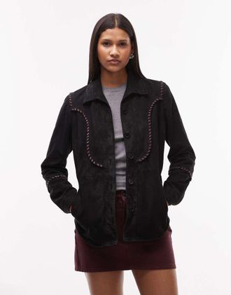 Urban Code Boho-Jacke in Schwarz aus Wildleder mit Fransen