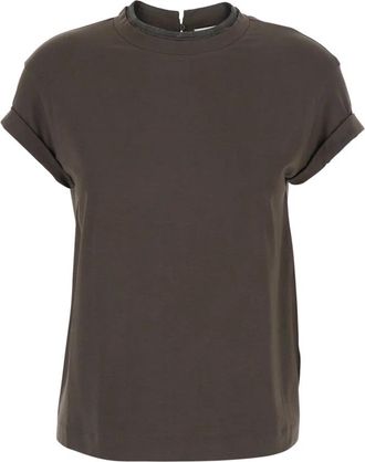 Brunello Cucinelli Femme, Tops, Brun, Taille: 38 FR T-shirt en coton