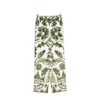 F.R.S. For Restless Sleepers Seidenhose Gr&uuml;n Bedruckt - - Trousers - Damen - Gr&uuml;n - L