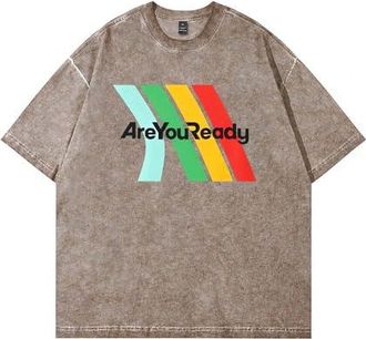 Generic ARC Raiders AreYouReady T-shirt unisexe à manches courtes et col rond en coton délavé, marron, 4XL