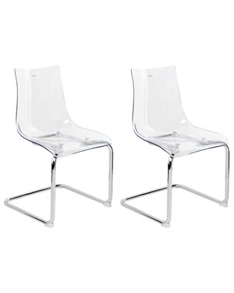 Beliani Esszimmerstuhl 2er Set Kunststoff transparent Freischwinger Marshall