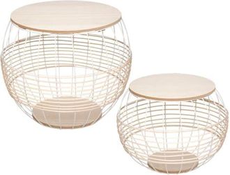 Atmosphera Atmosphera - Set aus 2 Couchtischen - Metall & Rattan - weiß - Weiß