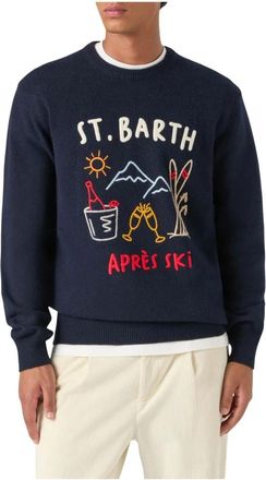 MC2 Saint Barth Heron Rundhals-Pullover mit Intarsien und Apr&egrave;s-Ski-Stickerei - - Knitwear - Herren - Blau - L