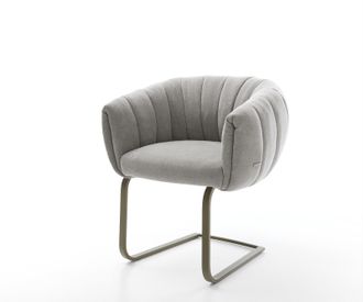 DELIFE Freischwinger Jada-Flex Strukturstoff Soft Grau Freischwinger flach Effektfinish Titan Taschenfederkern, Esszimmerst&uuml;hle