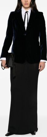 Emporio Armani Single-Breasted Velvet Blazer - Black