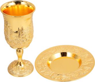 Cabilock Versilberter Kiddush-becher Mit Untertasse F&uuml;r Shabbat Und Pessach Design F&uuml;r Feiertagsfeiern Wiederverwendbar Und Bruchsicher Perfektes F&uuml;r Judaica