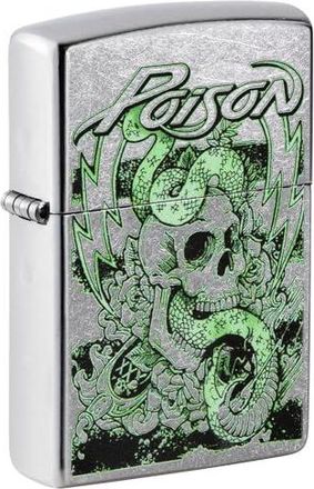 Zippo Sturmfeuerzeug - Modell Poison - Street Chrome Finish mit Color Image - Nachfüllbar - Wiederverwendbar - Windfestes Design - Geschenkbox - Made in USA
