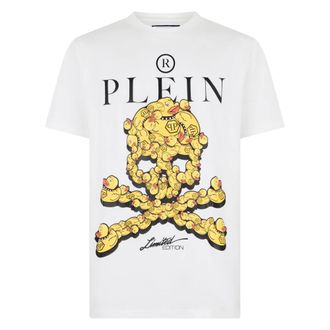 Philipp Plein Homme, Tops, Blanc, Taille: 4XL T-shirt en jersey t&ecirc;te de canard