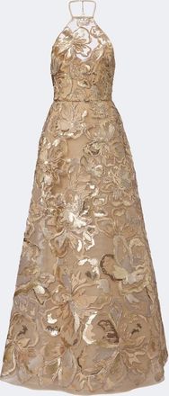 Elie Saab Robe longue en tulle &agrave; sequins