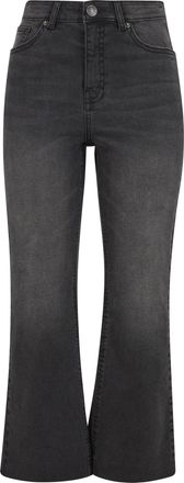 Urban Classics Ladies Cropped Flared Denim Pants Black Washed, 26